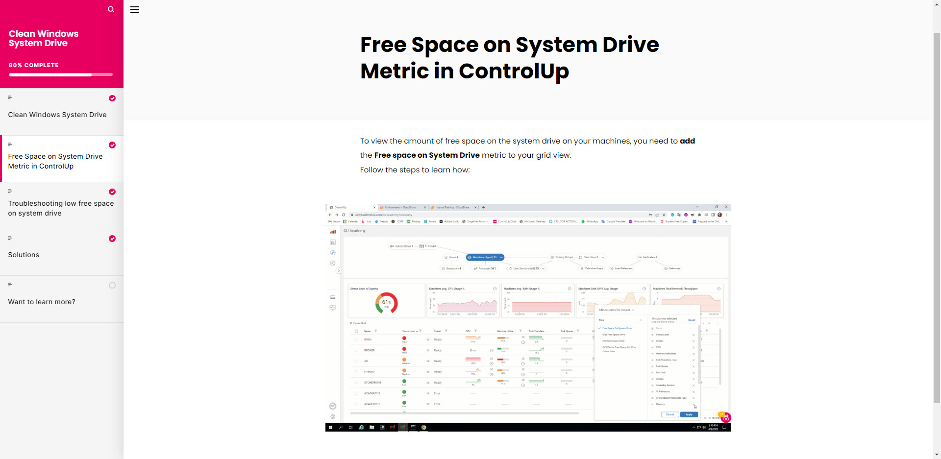 Managing Low System Storage - ControlUp Academy